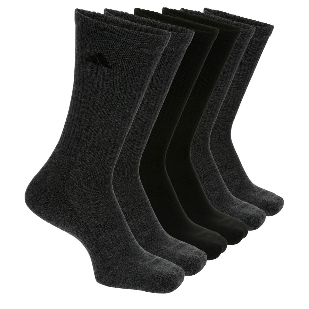 Black Adidas Mens Athletic Cushioned Crew Socks 6 Pairs Rack Room Shoes