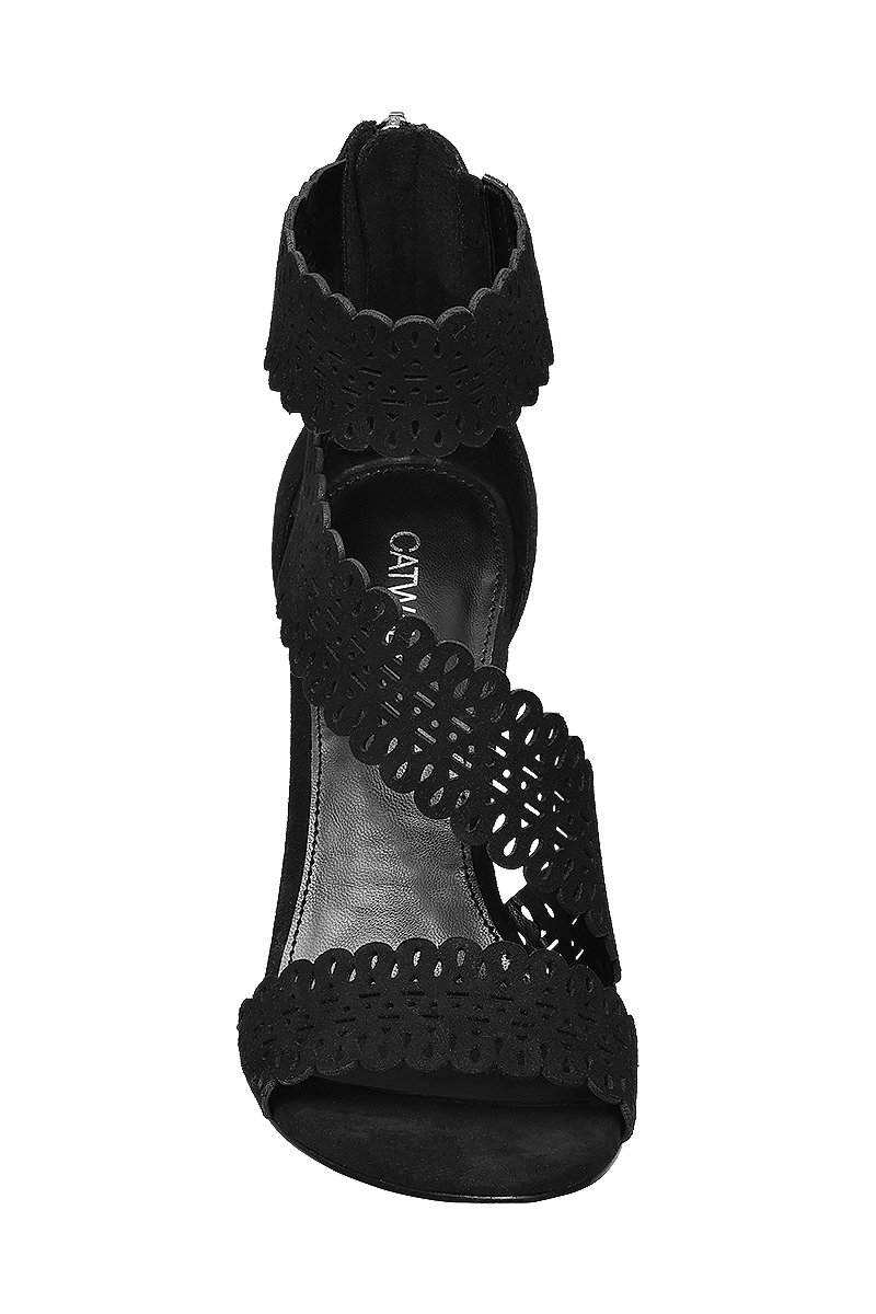 Deichmann Black Laser Cut High Heels - 00009001707994
